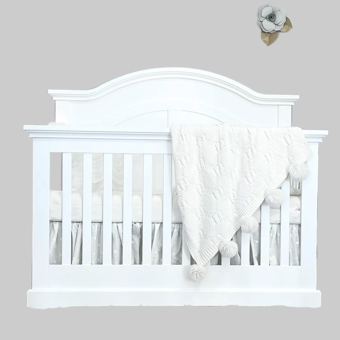 Camille Curved Convertible Crib Bright White – August Child